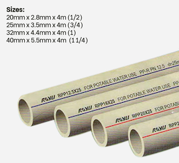 ROYU PP­R PIPE PN20 Mackun Hardware - Mackun Hardware